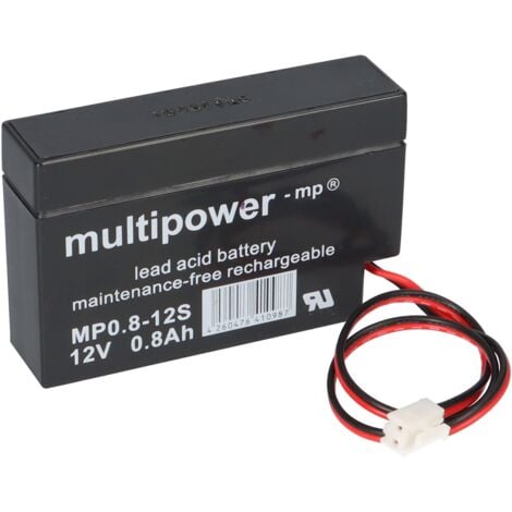 Multipower MP0,8-12 /12V 0,8Ah Blei Akku AGM mit JST-Stecker