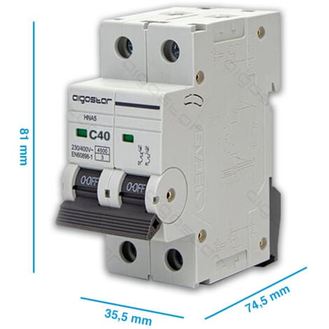 INTERRUTTORE MAGNETOTERMICO 40A AMPERE 2P POSTI CURVA C 2 PEZZI
