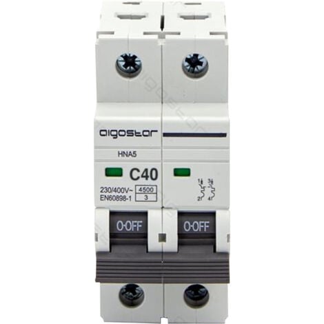 INTERRUTTORE MAGNETOTERMICO 40A AMPERE 2P POSTI CURVA C 2 PEZZI