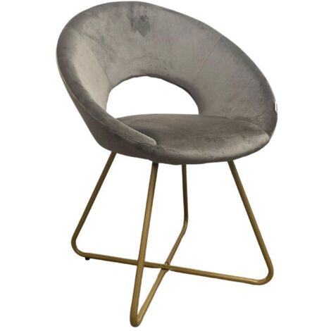 Poltroncina da salotto Etere velluto grigio e gambe oro