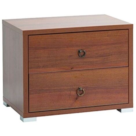Comodino 2 cassetti MONTATO colore noce antico