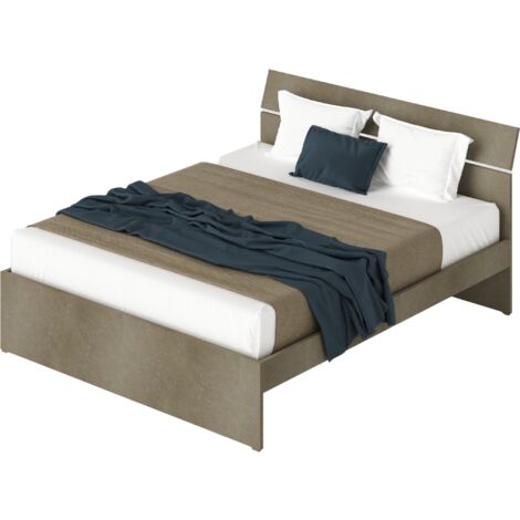 Letto matrimoniale in legno colore argilla