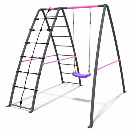Rebo Steel Series Metal Children's Swing Set with Up and Over Wall ...