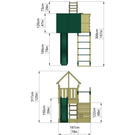 Rebo Modular Wooden Climbing Frame Adventure Playset - M3 plus Monkey Bars