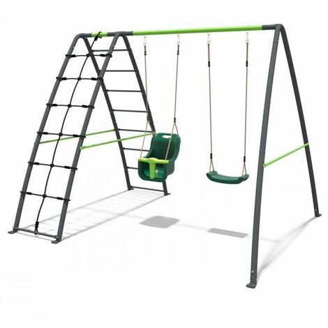 Rebo Steel Series Metal Children's Swing Set with Up and Over Wall ...