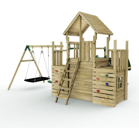 Rebo Modular Wooden Climbing Frame Playset - M25 Swings