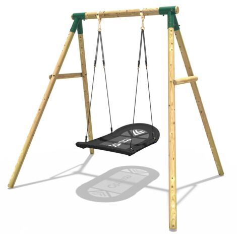Rebo Boat Swing Seat Wooden Garden Swing Set - Green