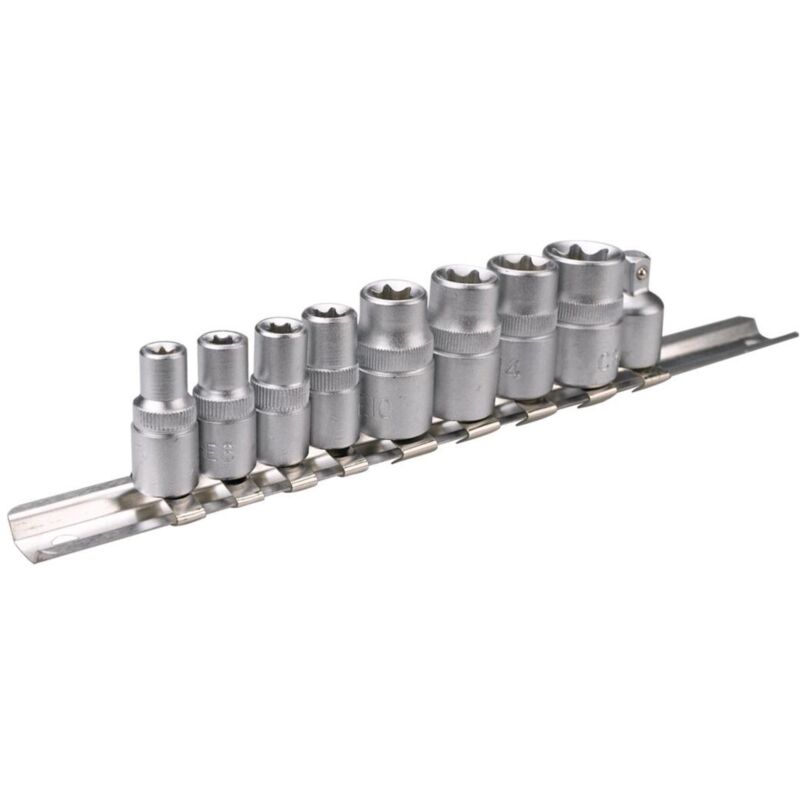 SET BUSSOLE TORX FEMMINA + ADATTATORE 10pz - ATTACCO 1/4-3/8 - TOPEX 39D375