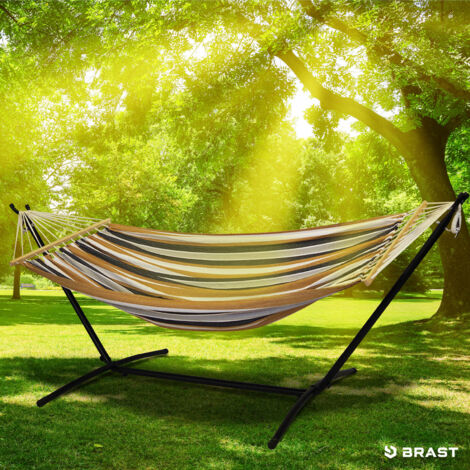 BRAST Hängematte mit Gestell XXL für 2 Personen Braun/Grau viele ...