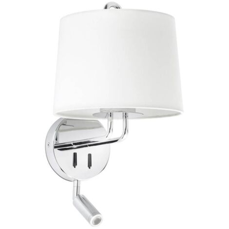 Faro MONTREAL Lampada da parete con paralume in cromo e bianco con luce ...