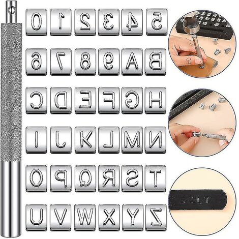 36-teiliges Locher-Werkzeug, Zahlen-Alphabet-Muster, DIY-Stempel + 1 Griff