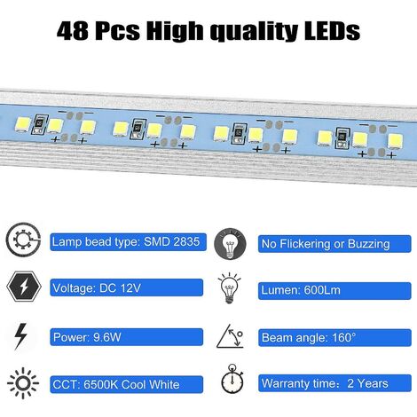 12V Innen-LED-Lichtleiste 48 LED-Streifenlichter mit Schalter und ...