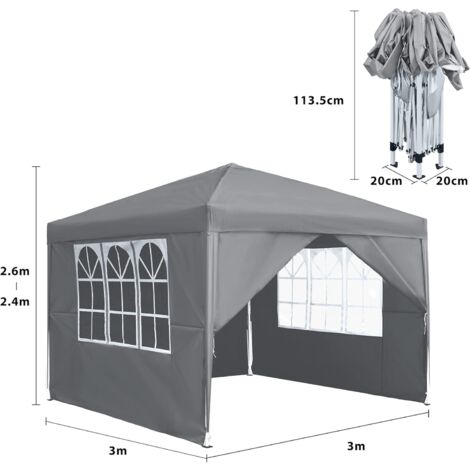 AUFUN Pavilion 3x3m, tente de fête étanche, stable, résistante pour ...