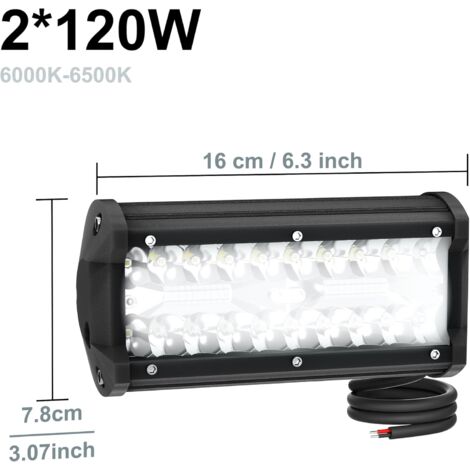 AUFUN 2x120W projecteur LED bar, projecteur étanche, spot LED combo ...