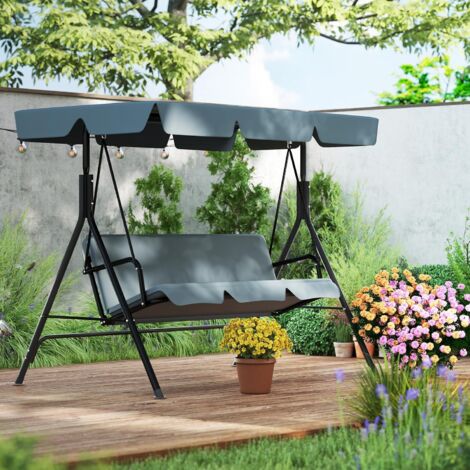 AUFUN Hollywood swing balançoire de jardin chaise longue de jardin 3 ...
