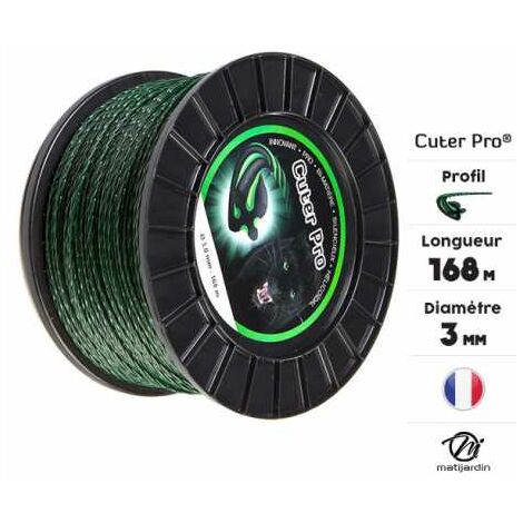 Fil nylon Cuter'Pro 3 mm x 168 m Hélicoïdal Bobine