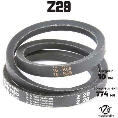 Courroie tondeuse Z29 Trapézoïdale 10 mm x 774 mm