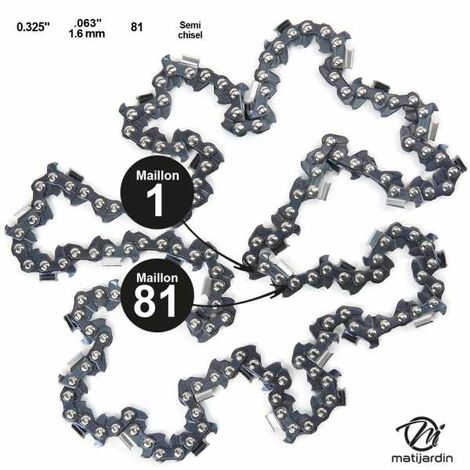 Chaîne Kerwood pour tronçonneuse .325" 1,6 mm. 81 maillons. Gouge ...