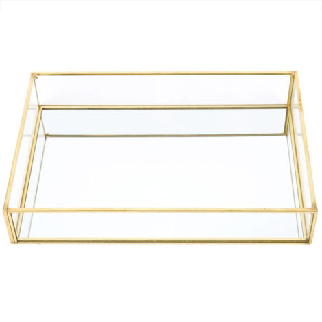 DEWIN Golden Vintage Glass Box, Jewelry Box Cosmetics Storage Box Metal ...