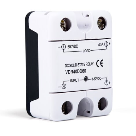 DEWIN 40A 600V Solid State Relay DC to DC 3-32VDC Input 0-600VDC Output ...