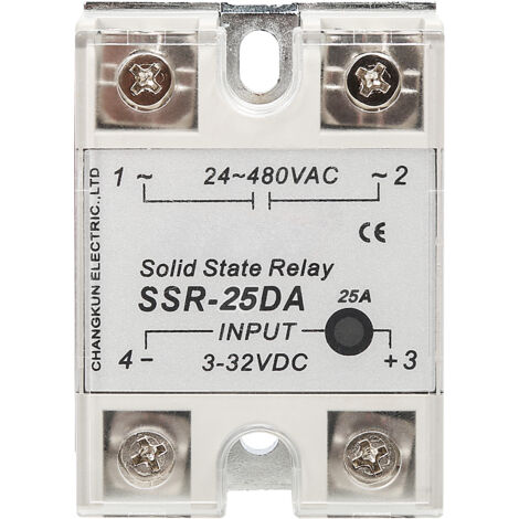 DEWIN Single Phase Solid State Relay SSR-25DA DC to AC 3-32VDC Input 24 ...