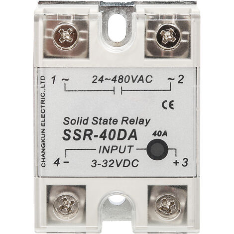 DEWIN Single Phase Solid State Relay SSR-40DA DC to AC 3-32VDC Input 24-480VAC Output Relay Module
