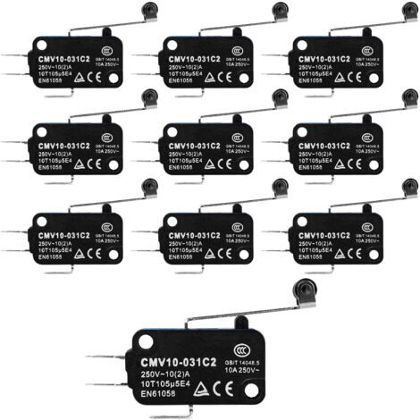 DEWIN 10pcs CNTD CMV10-031C2 Micro Switch Long Pulley Self-reset 3 Pins ...