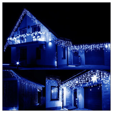 Cortina de luces LED azules de 500, guirnalda de destello blanco frío ...