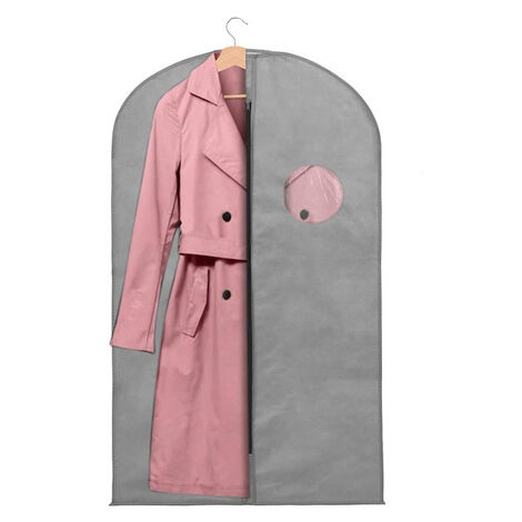 Funda para Ropa y Traje Gris con Cierre y Ventanilla