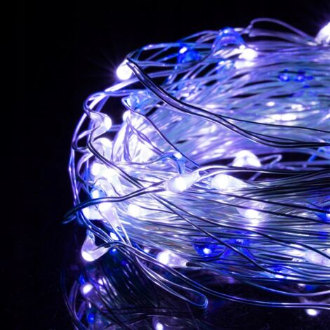Luces Navideñas 20 Luces LED a Pilas, Azul y Blanco Cálido