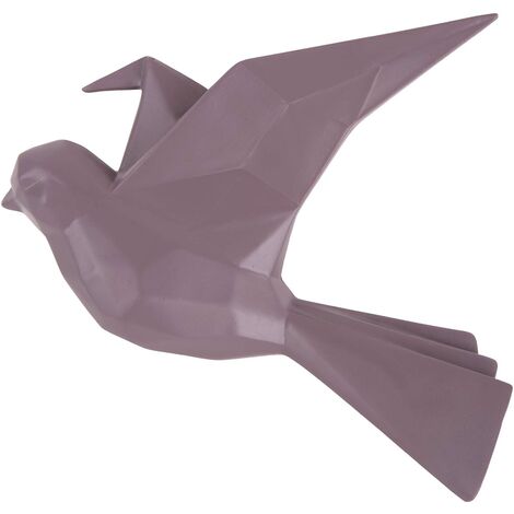 Uccello da parete in resina origami viola opaca Modello piccolo