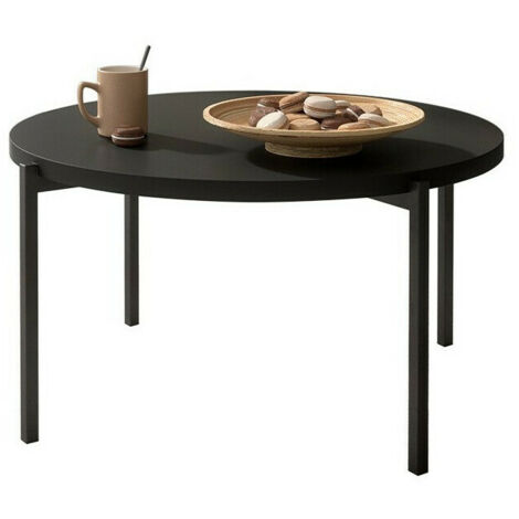 Table basse Providence 176, Noir, 43x0x0cm, Diamètre: 85, Stratifié, Rond