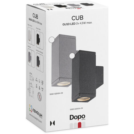 Aplique CUB Square IP54 GU10 2x4.50W up-down Negro