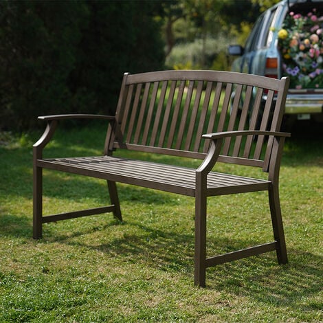 Grand Patio Outdoor Bench, Garden Bench with Anti-Rust Aluminum Steel ...
