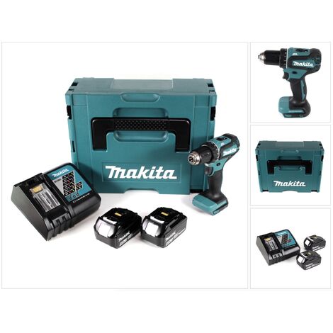 Makita DDF 485 RTJ Akku Bohrschrauber 18V 50Nm im Makpac + 2x 5,0 Ah Akku + Ladegerät