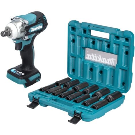 Makita DTW 300 Z Akku Schlagschrauber 18 V 330 Nm 1/2" Brushless + Steckschlüssel Set 14 tlg ...