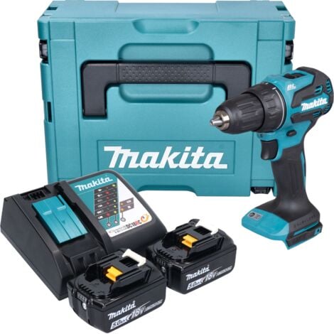 Makita DDF 490 RTJ Akku Bohrschrauber 18 V 65 Nm 1/2" Brushless + 2x Akku 5,0 Ah + Ladegerät ...