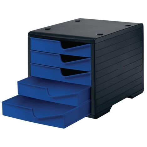 Ablagebox 5 Schubl.schwarz/blau Polystyrol H255xB270xT340mm