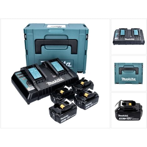 Makita Power Source Kit 18 V mit 4x BL 1830 B Akku 3,0 Ah + DC 18 RD Doppelladegerät ( 197720-6 ...