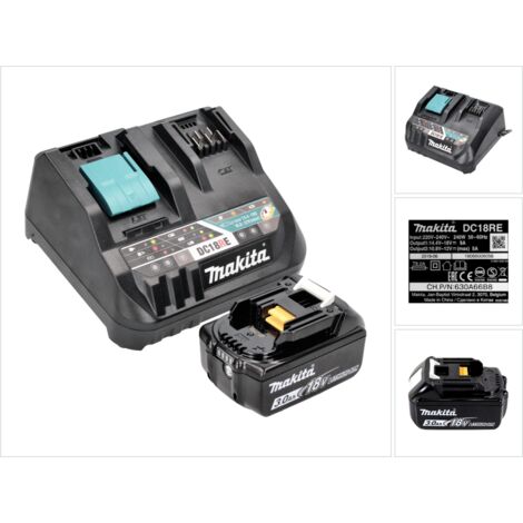 Makita Power Source Kit 18 V mit 1x BL 1830 B Akku 3,0 Ah ( 197599-5 ) + DC 18 RE Multi Schnell ...