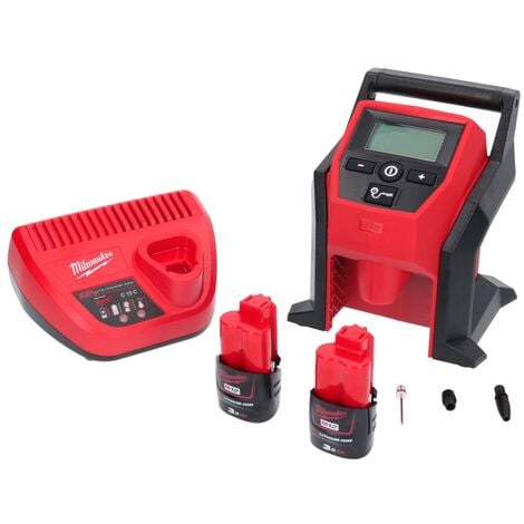 Milwaukee M12 BI-302C Akku Kompressor 12 V + 2x Akku 3,0 Ah + Ladegerät