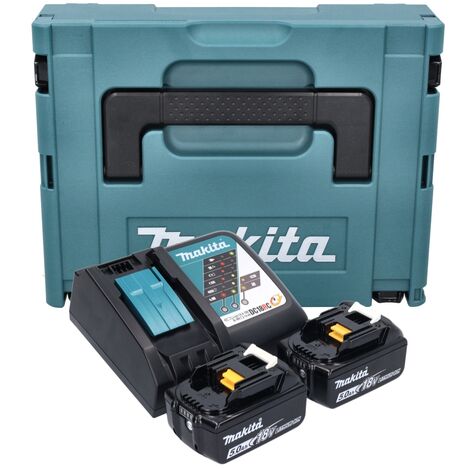 Makita Power Source Kit 18 V mit 2x BL 1850 B 5,0 Ah Akku + DC 18 RC Schnellladegerät + Makpac ...
