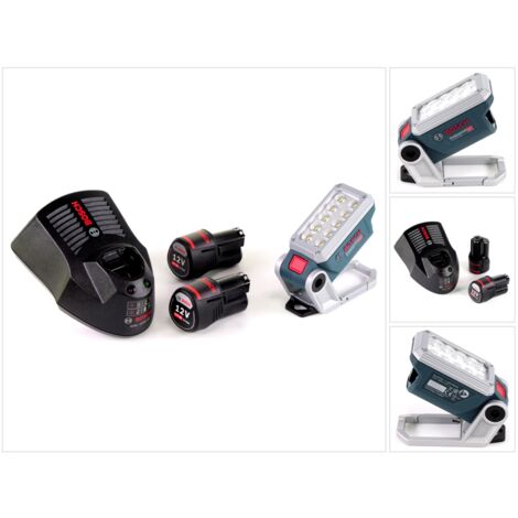 Bosch Akku Lampe GLI 12V-330 DeciLED + 2 x 3,0 Ah Akku + Ladegerät