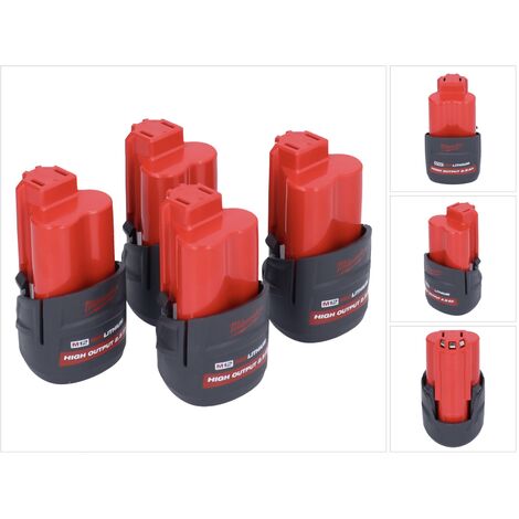 Milwaukee Akku Set 4x M12 HB2.5 High Output 12 V 2,5 Ah / 2500 mAh Li ...