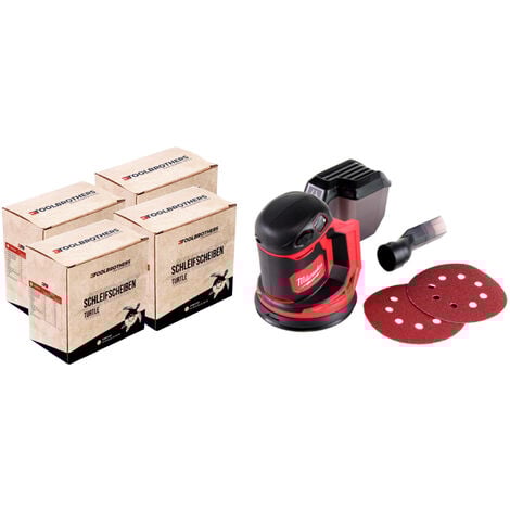 4x Toolbrothers TURTLE Schleifset 125mm + Milwaukee M18 BOS125-0 Akku ...
