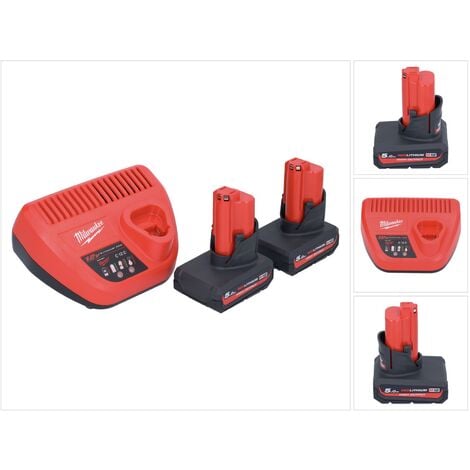 Milwaukee M12 HNRG-502 Akku Starter Set 2x HB5 High Output 12 V 5,0 Ah ...