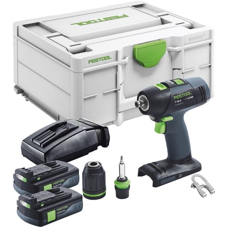 Festool T 18+3 Basic Akku Bohrschrauber 18 V 50 Nm Brushless + 2x Akku ...