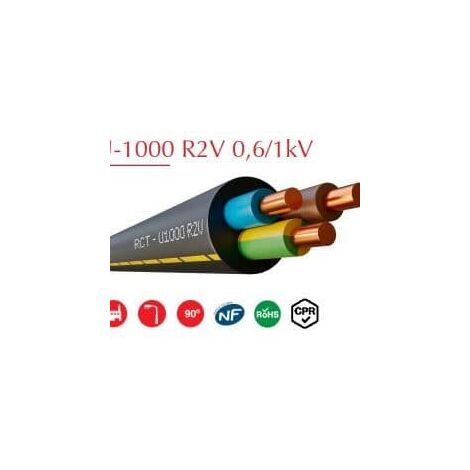 Câble électrique - RO2V / R2V - 4 x 10 mm2 - Au mètre - RO2V4x10