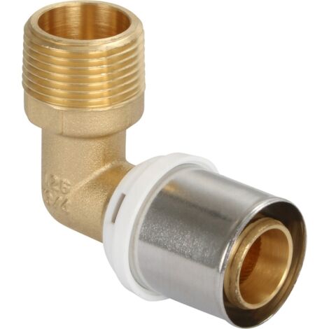 Raccord mâle à sertir coudé multicouche 26/34 - Ø26-1” - 30362-26-26 - Fixoconnect - Ayor