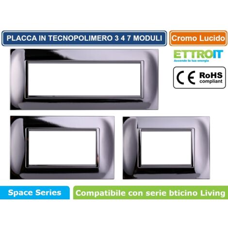 Placca Plastica Quadrata Serie Space 4P Colore Cromato Lucido ...
